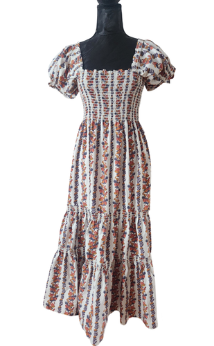OPT Daphne Spring Floral Maxi Dress Boho Prairie Cottage Core Peaches ...