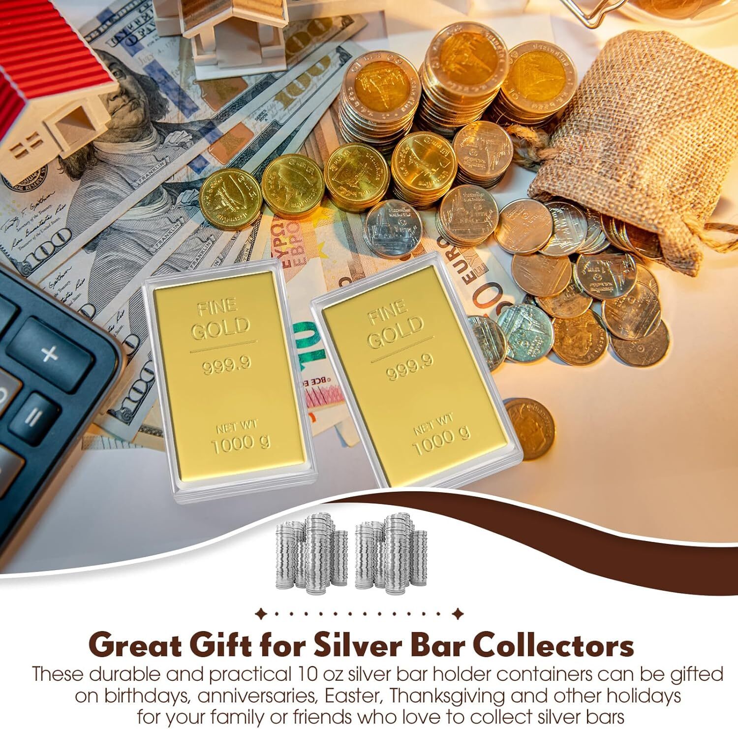10 Pcs 10 Oz Silver Bar Holder 10 Oz Silver Bar Storage Case Clear ...
