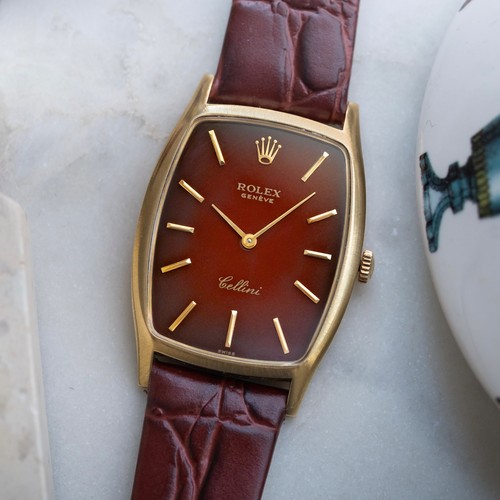 Rolex Cellini 18k Gold 3807 Tonneau Case- Bold Red Vignette Dial | eBay