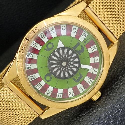 SWISS VINTAGE HAND-WINDING MENS REFURBISHED ROULETTE GREEN DIAL WATCH ...