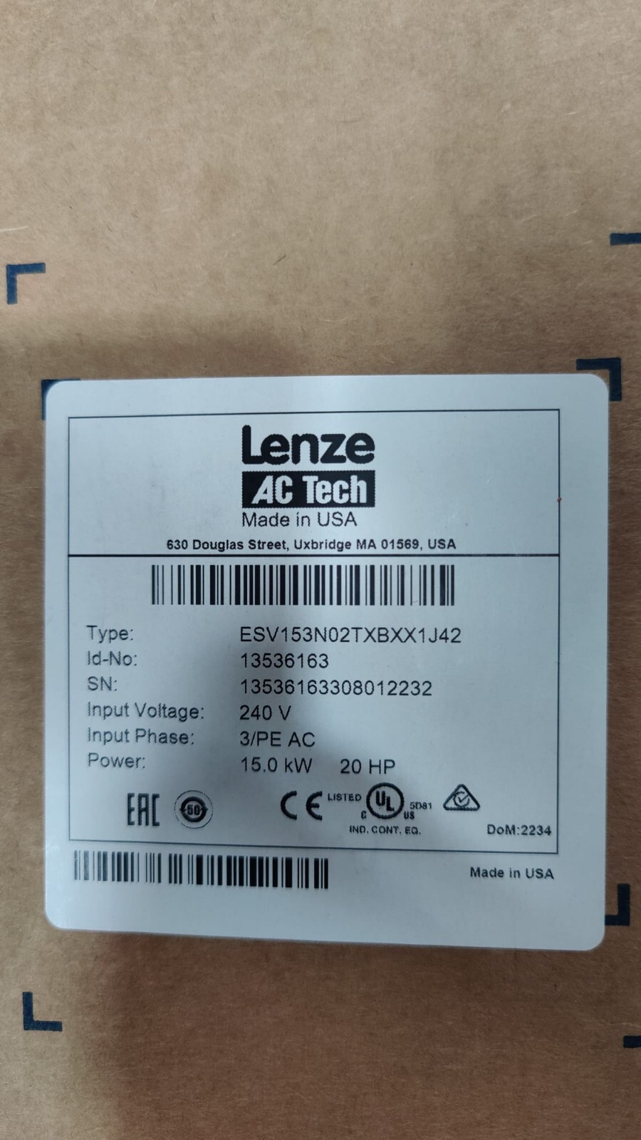 Lenze AC Tech SMVector 240V 20HP Variable Frequency Drive Inverter ...