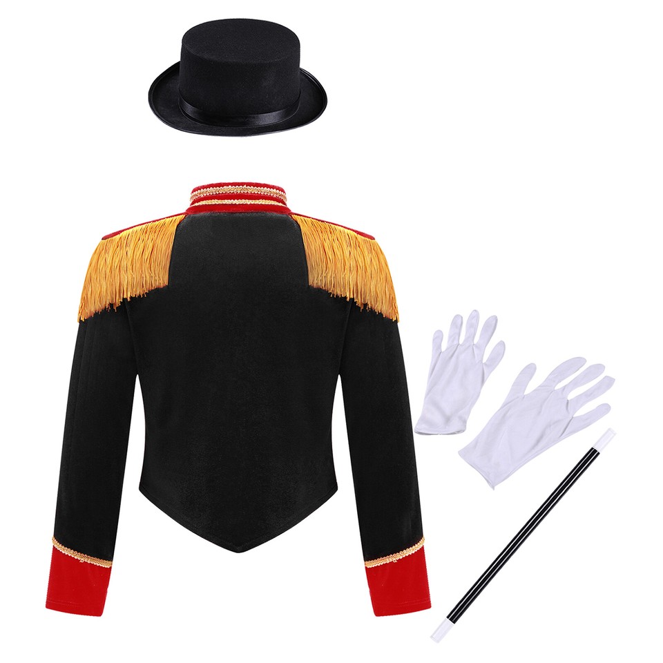 Boy Girls Circus Ringmaster Jacket Tassel Coat Marching Band Uniform ...