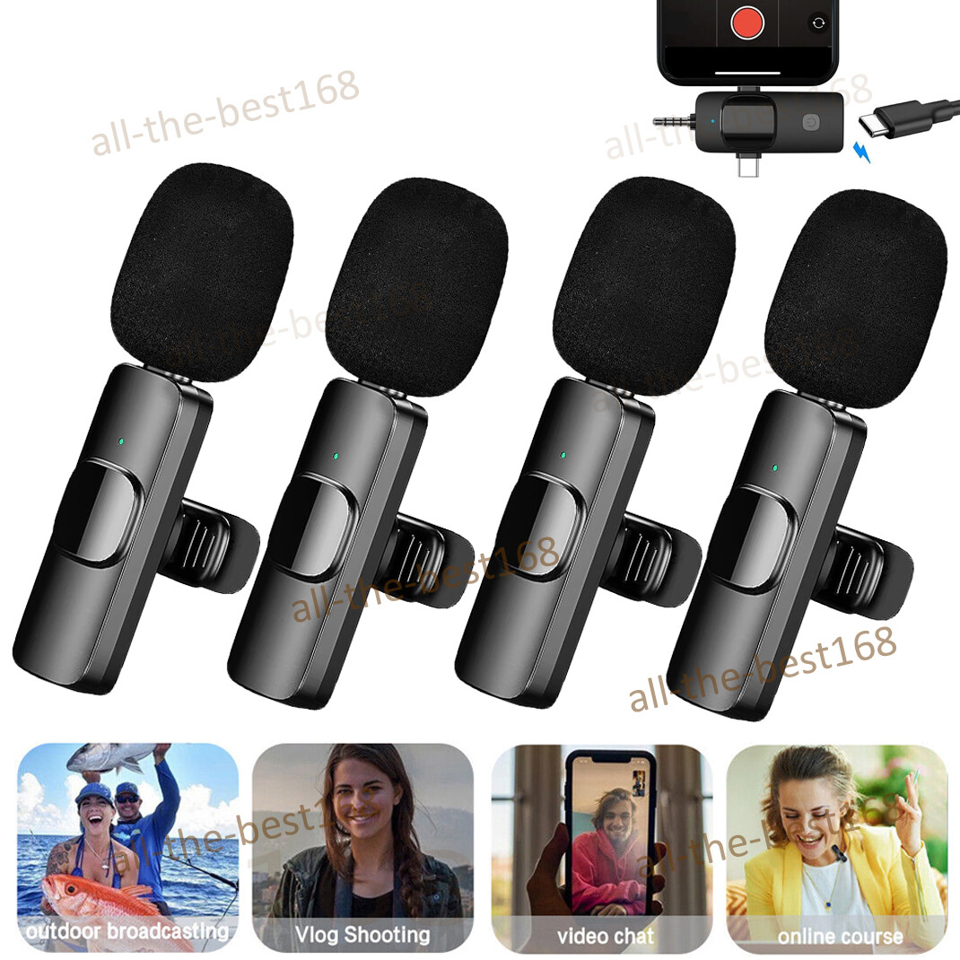 4X Wireless Lavalier Microphone for iPhone/Android Phone/Camera ...