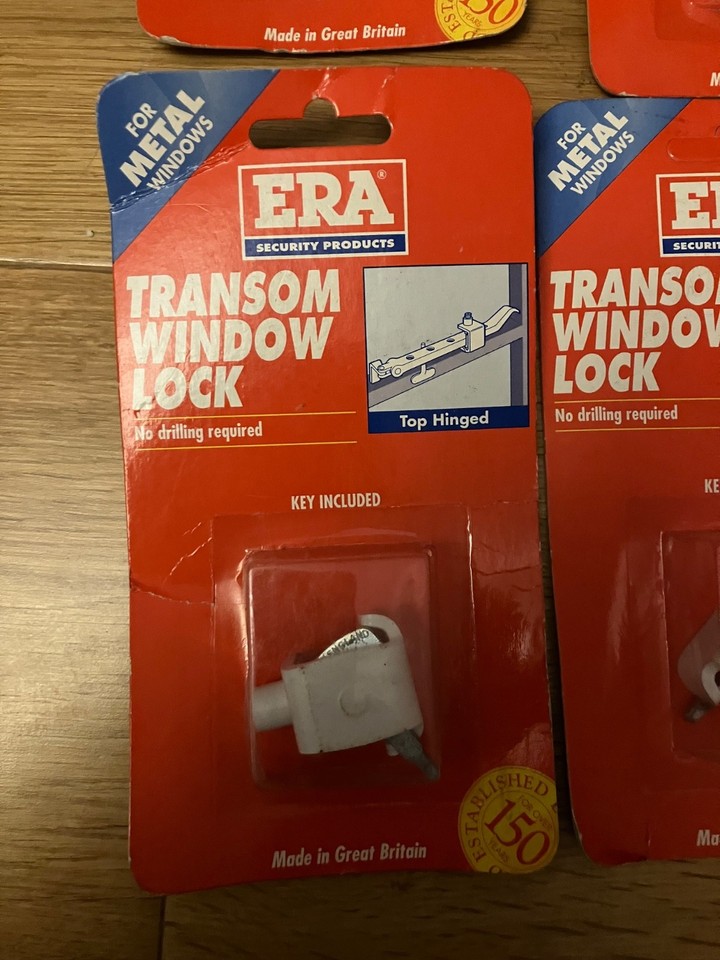 Set Bundle of x8 Era Transom Window Locks White For Metal Windows Top ...