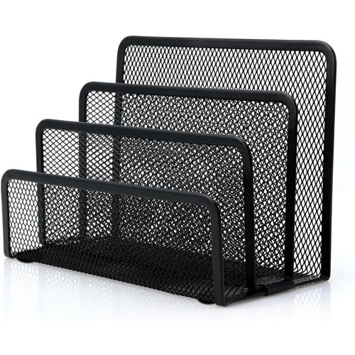Desktop Mail Organizer with 3 Vertical Metal Mesh Compartments File ...