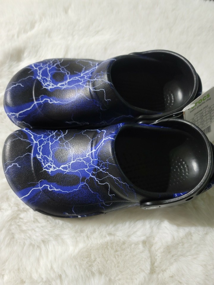 Crocs Bistro Work Clog Slip Resistant, Black/Lightning Bolts, Choose SZ ...