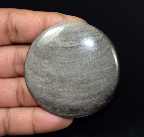 146.25 Cts.Natural Silver Obsidian Cabochon Silver Sheen Obsidian Loose ...