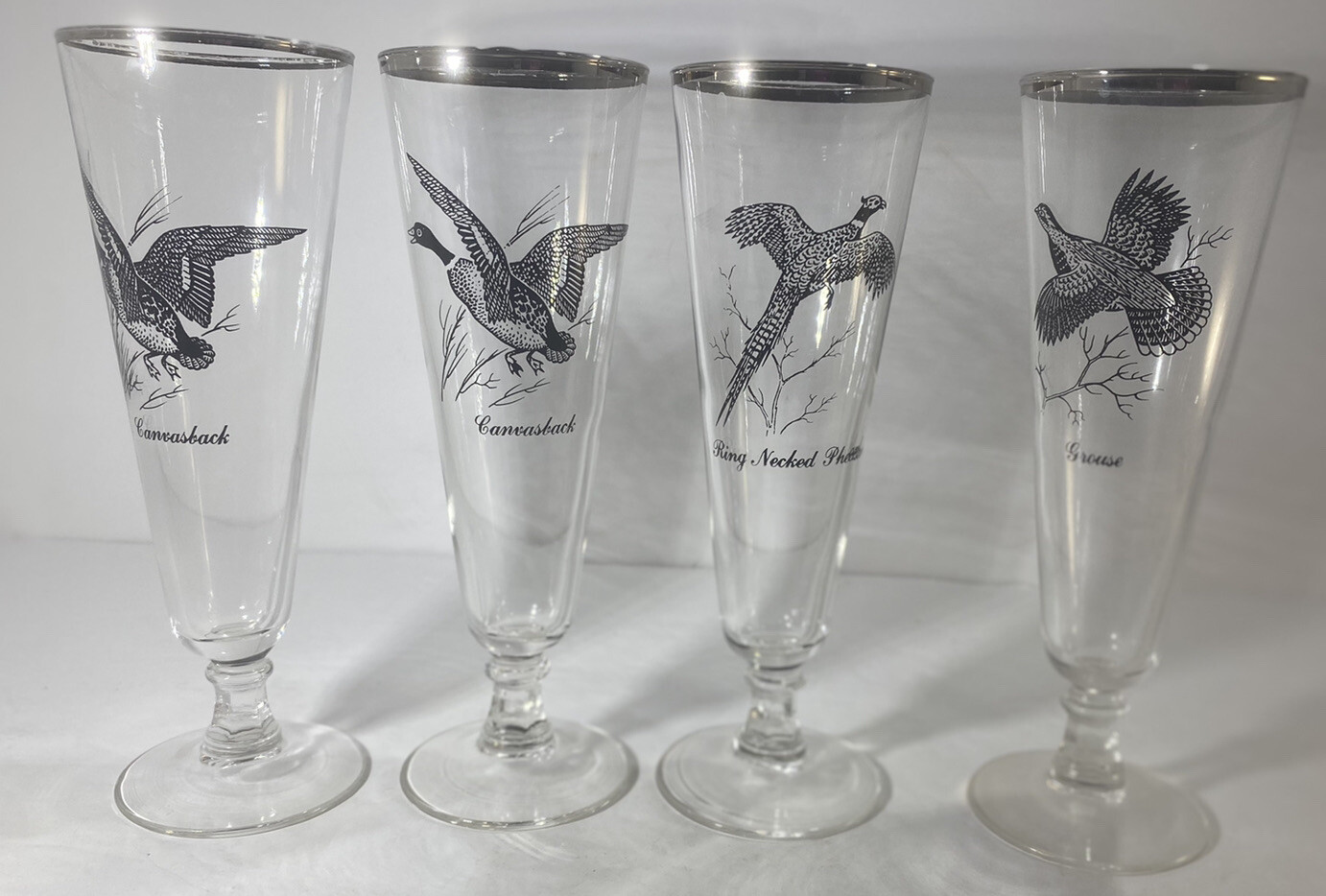 A Set Of 4 Vintage Pilsner Canadian Geese Beer Glasses Silver Rimmed | eBay