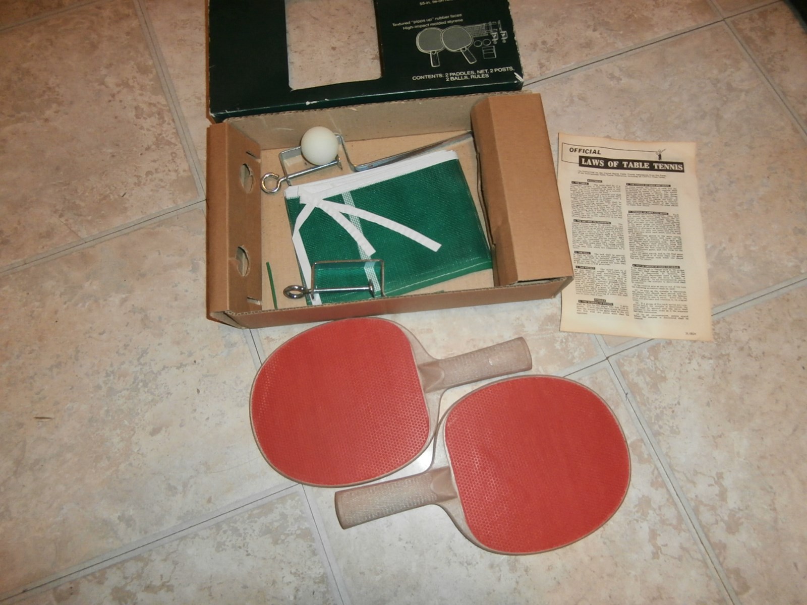 Vintage Sears Table Tennis Set Ping Pong 2 PLAYERS IN BOX INSTRUCTIONS ...