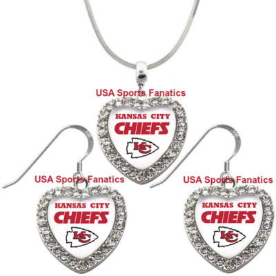 Kansas City Chiefs 925 Necklace or Earrings or Set Team Heart With ...