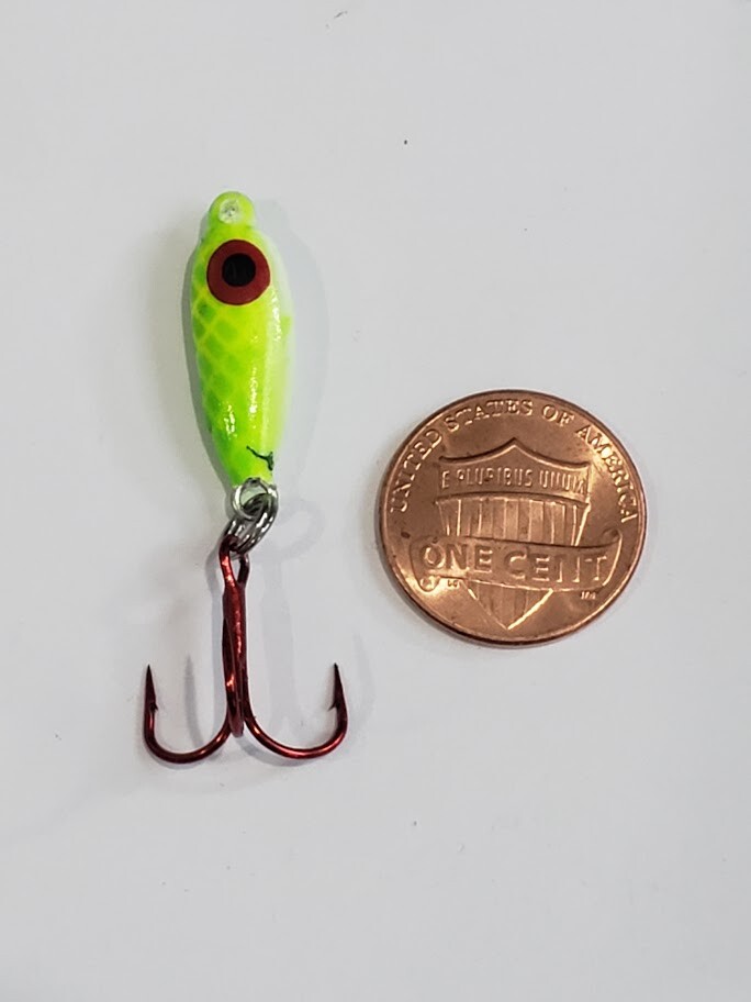 T-Rex ICE JIG Super Glow Slab Spoon Treble 1/8 Lethal Walleye JIg Stone ...