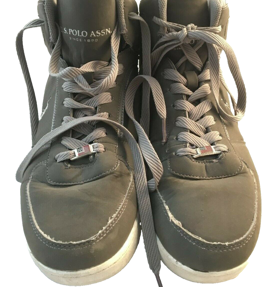 US Polo Assn Mens Size 10 217354S06 Grey Hi Top Lace Up Hipster Shoes ...
