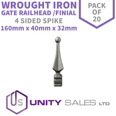 PACK OF 20 - 160mm x 40mm x 32mm WROUGHT IRON GATE RAILHEAD/FINIAL 4 ...