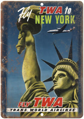 TWA Airlaines New York City Travel Poster 12" x 9" Reproduction Metal ...