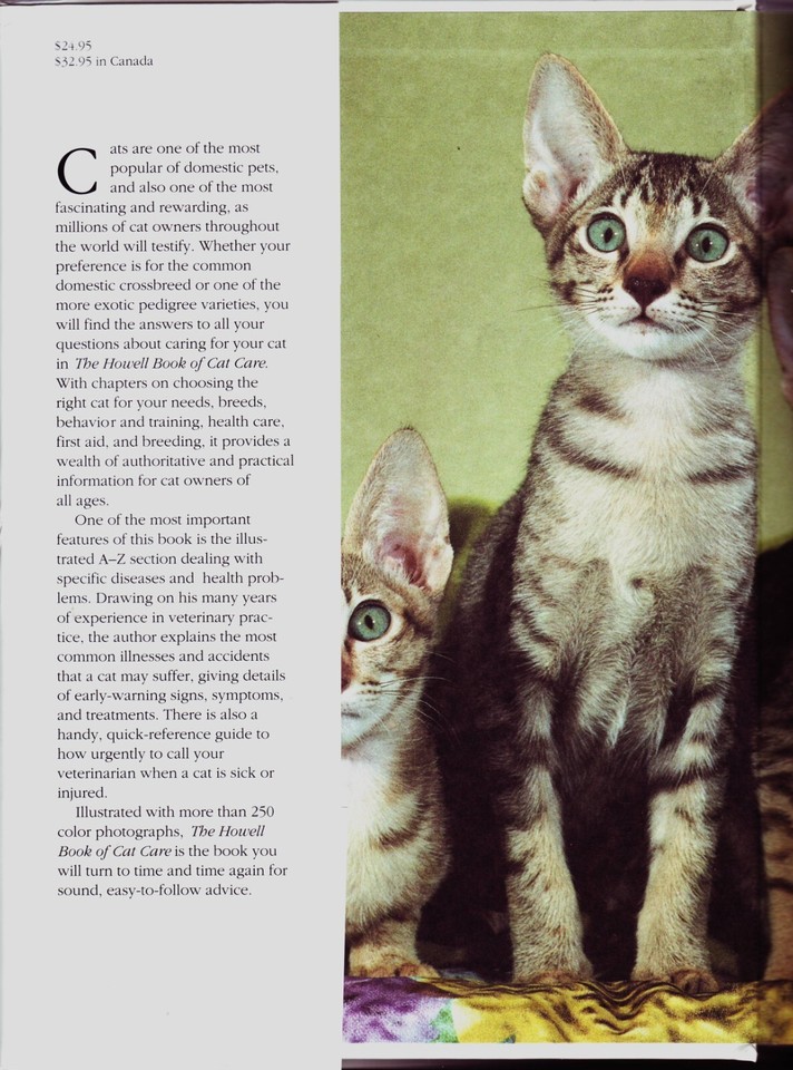 THE HOWELL BOOK OF CAT CARE - Tim Hawcroft - First Ed. Hardcover / Dust ...