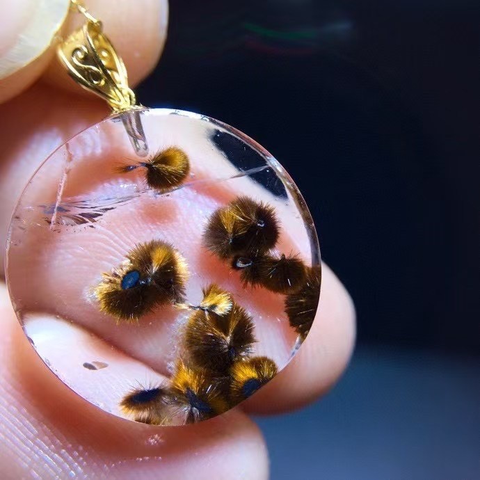 Rare natural crystal flower goethite flower chrysanthemum 18k gold ...