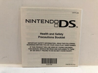 Nintendo DS Health Safety Instructions INSERT ONLY Replacement | eBay