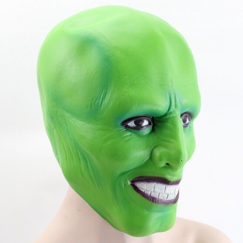 Movie The Mask Jim Carrey Green Latex Mask Cosplay Costume Party Prop ...