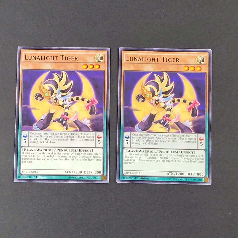 Yugioh TCG - 2x Lunalight Tiger - SHVI-EN013 - 1st Ed. Shining ...