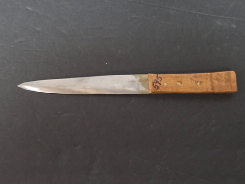 Vintage Amish Home Made 11 3/4" Dual Edge Steel Butcher Hunting Knife ...