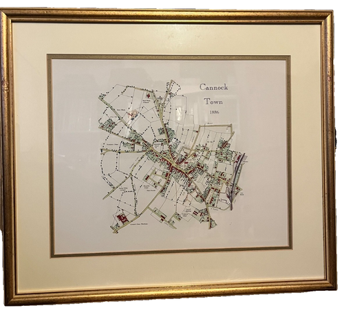 Cannock Town 1886 Printed Map Framed and Glazed | eBay UK
