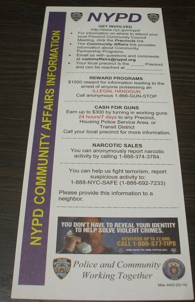 2014 NYPD - SMALL BUSINESS OWNER SAFETY TIPS Brochure Pamphlet Card | eBay