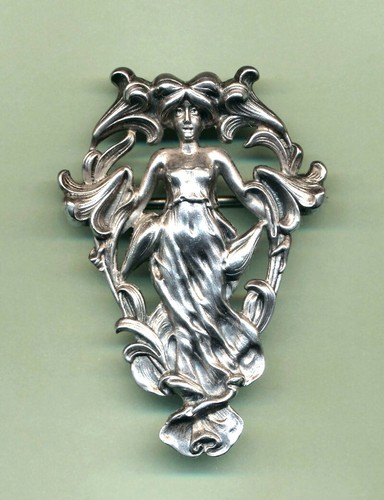 Antique ART NOUVEAU Sterling William KERR Lady With Flowers Full Body ...