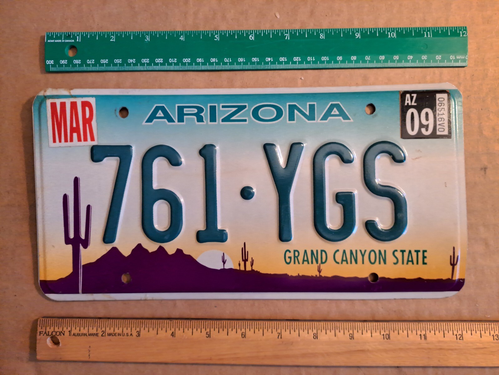 License Plate, Arizona, Sunset, Saguaro Cacti, Passenger, 761 - YGS | eBay