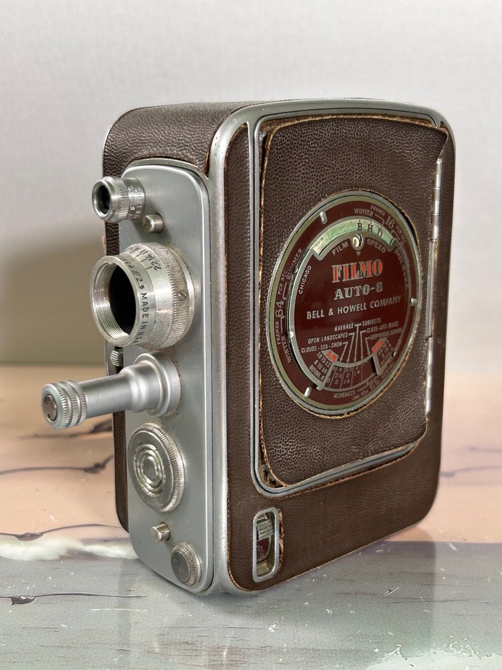 VINTAGE BELL & HOWELL FILMO AUTO-8 CAMERA W/LEATHER CASE [WORKS] | eBay