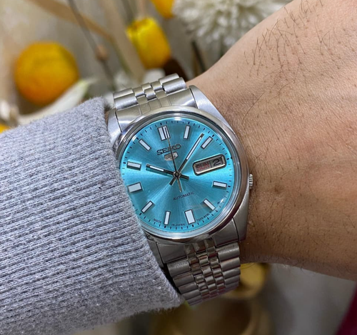 Seiko 5 Automatic Ice Blue Dial Mens Watch Japan stainless steel 7009 ...