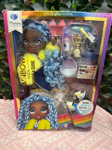 Marina Sparkle & Shine Rainbow High Fashion Doll Glitter Legs Blue Hair ...