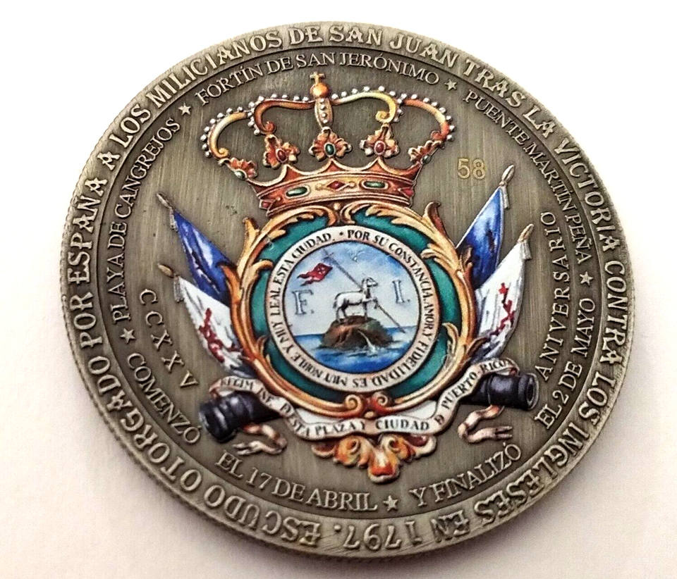 Medalla 225 Años PUERTO RICO Victoria ATAQUE INGLES SAN JUAN Token ...