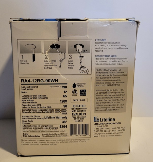 Liteline Ra4-12rg-90wh Luna 4 Regressed Gimbal Recessed Light White for ...
