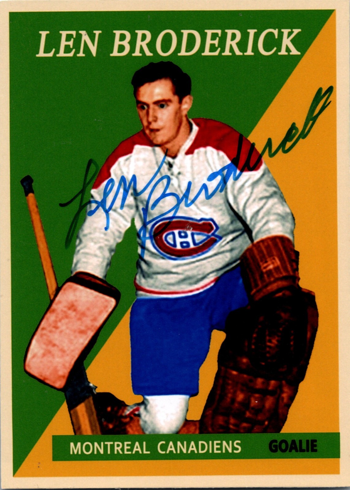 Len Broderick Authentic Autographed Montreal Canadiens Custom Trading ...