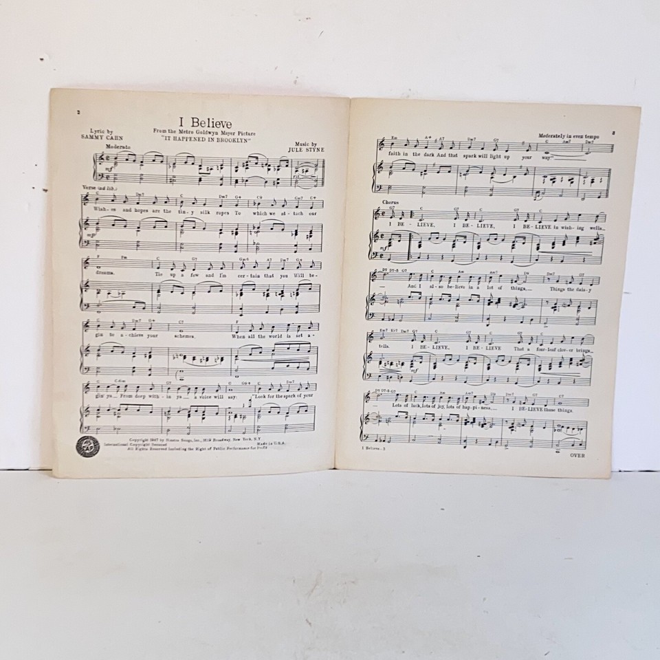 Vintage 1947 I Believe Sheet Music Kathryn Grayson Frank Sinatra | eBay UK