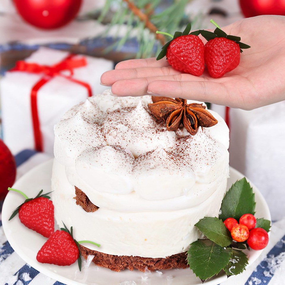 50 Pcs Miniature Strawberries Fake Strawberry Ornament Artificial ...