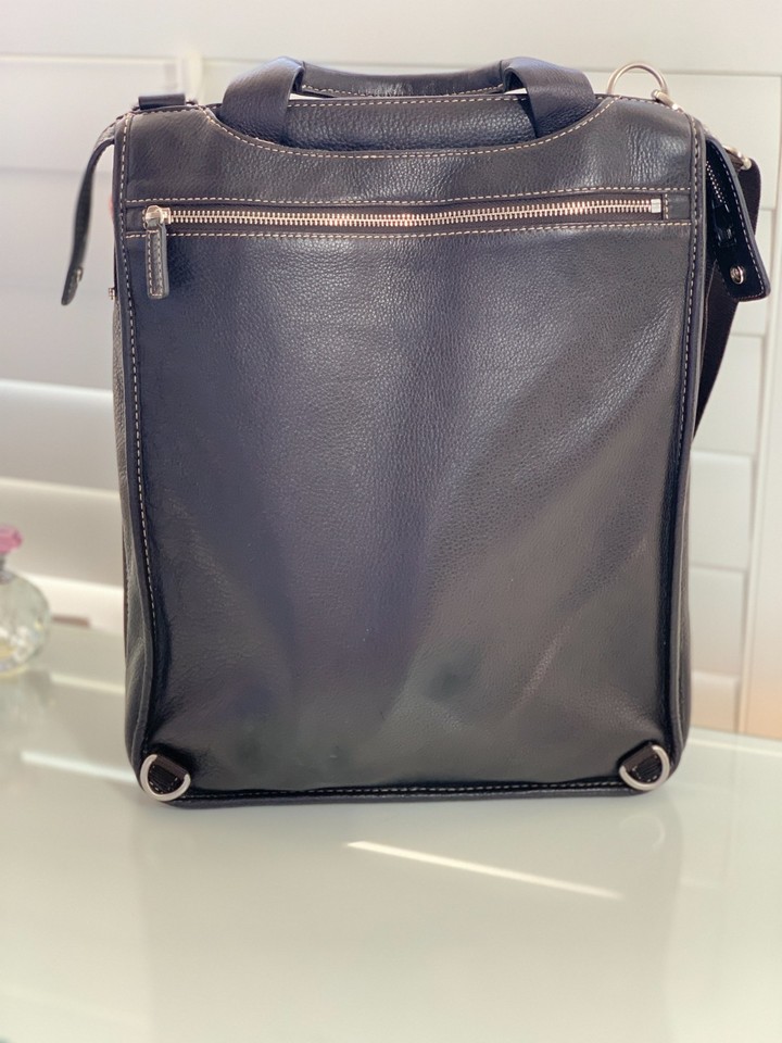 Levenger Bomber Jacket Leather Backpack Dark Brown – Laptop Travel Bag ...