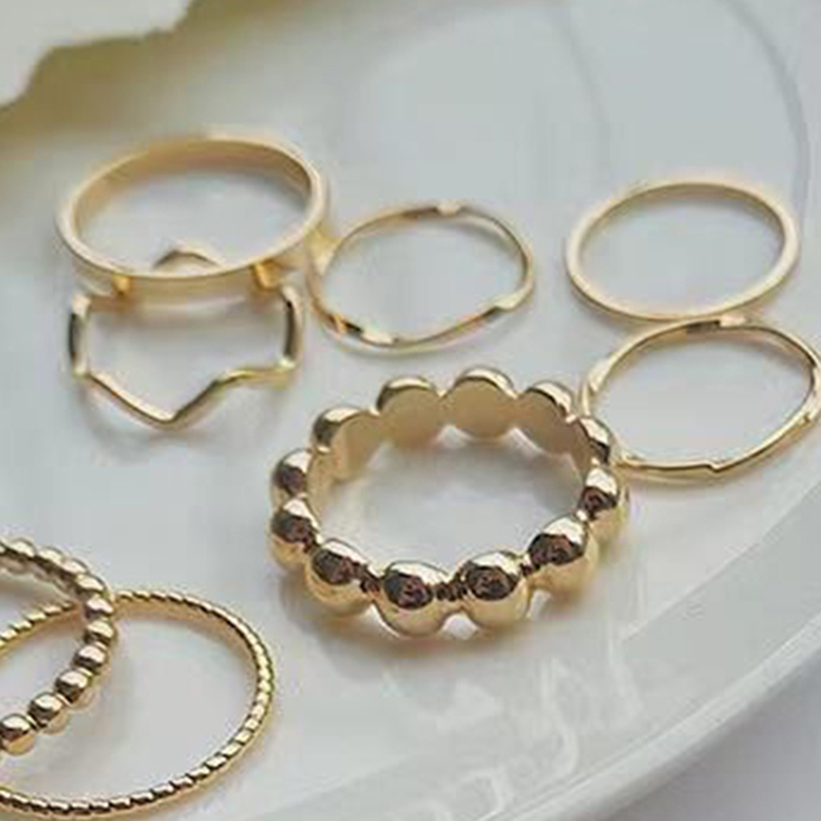 8pcs Knuckle Rings Polishing Decorate Women Light Luxury Solid Rings Skin-touch | eBay