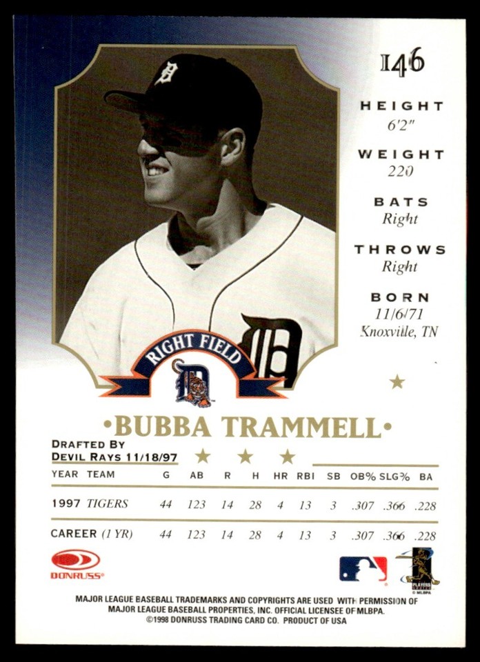 1998 Leaf 50th Anniversary Bubba Trammell Detroit Tigers #146 | eBay