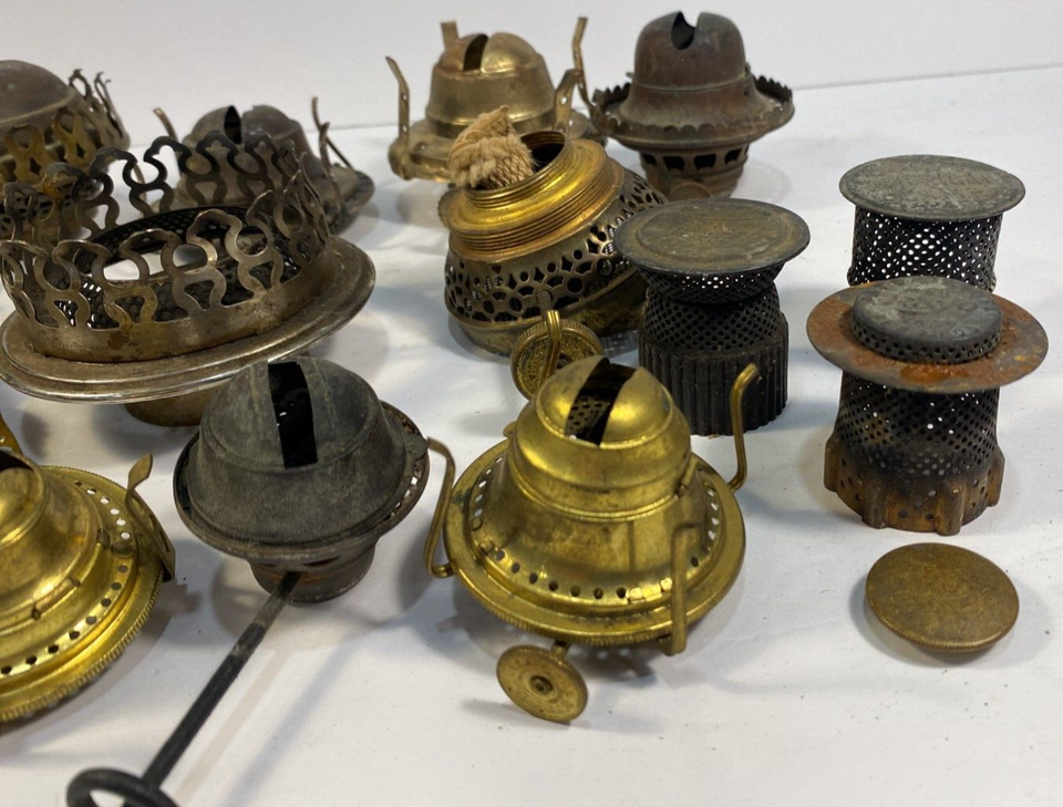 Lot of 12 Antique Kerosene Oil Lamp Burners lot Flame Spreaders Lamp Parts | eBay