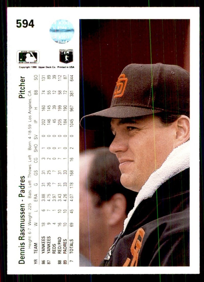 1990 Upper Deck Dennis Rasmussen Baseball Cards #594 | eBay