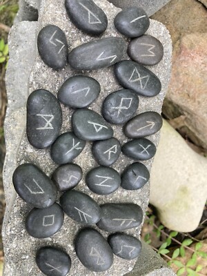 Rune Stone Bag, Hand Engraved Elder Futhark Stones Divination Viking ...