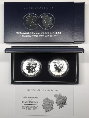 2024-S Reverse Proof Morgan & Peace Dollar 2-Coin Set w US Mint OGP Box ...