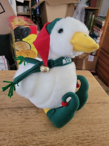 NWT 2004 AFLAC 10" Talking Duck Christmas Holiday Santa Hat, bell Elf ...