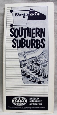 AAA AUTO CLUB DETROIT MICHIGAN SOUTHERN SUBURBS HIGHWAY ROAD MAP 1958 ...