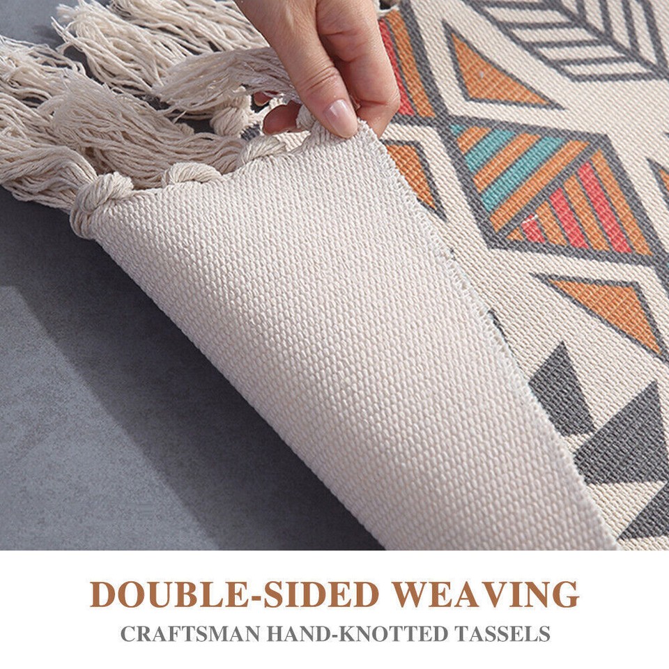 Runner Area Rug for Living Room Macrame Boho Tapestry Tassels Bathroom ...