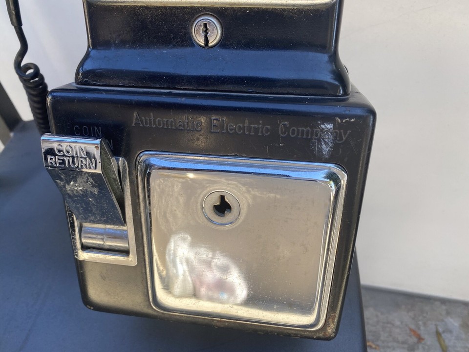 Vintage Automatic Electric Company Black Rotary Wall Coin Operated Pay ...