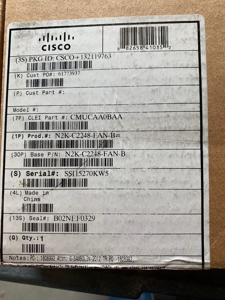 Cisco N2K-C2248-FAN-B Nexus 2224TP 2248TP FEX FAN Module Reversed ...