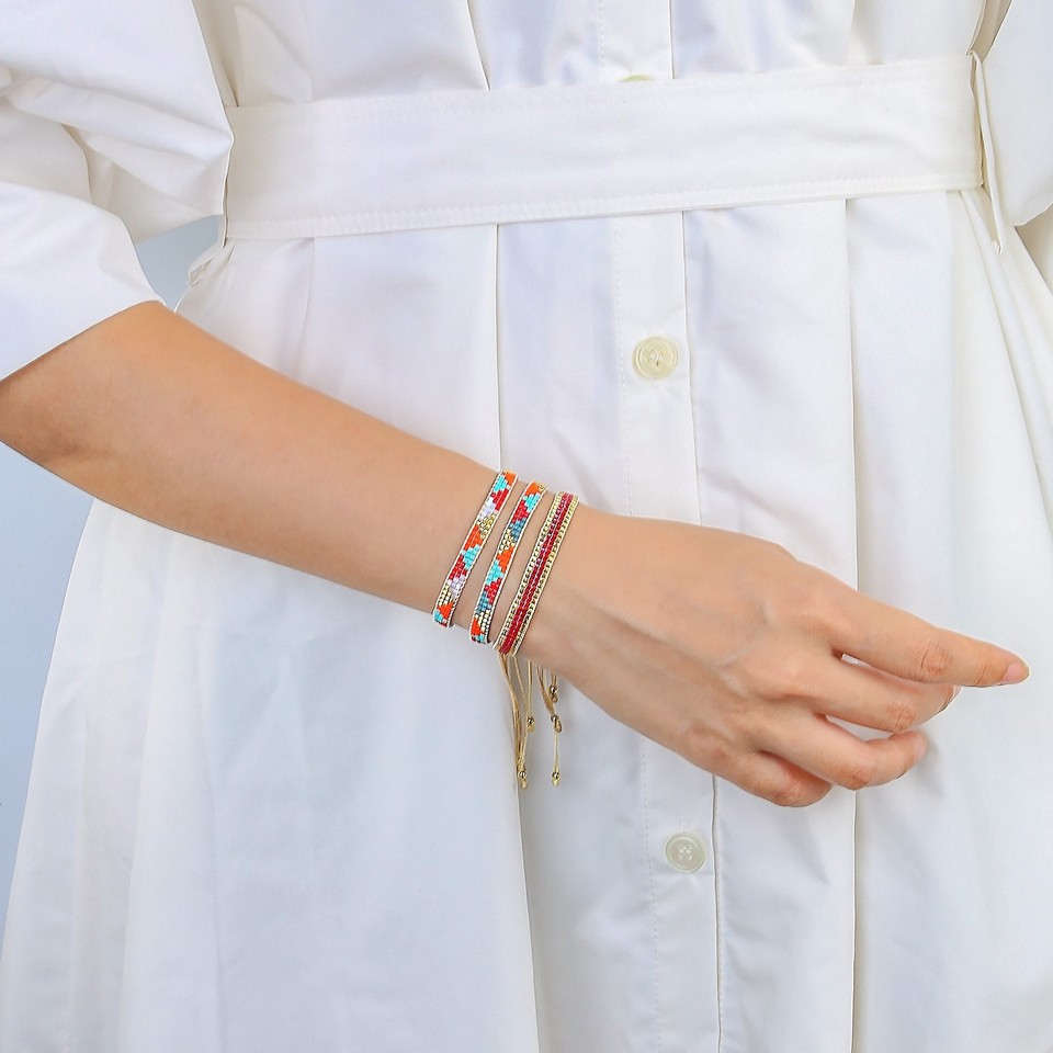 KELITCH Colorful Beaded Bracelets Bohemian Thin Strands Elastic Wrap Bracelets | eBay UK