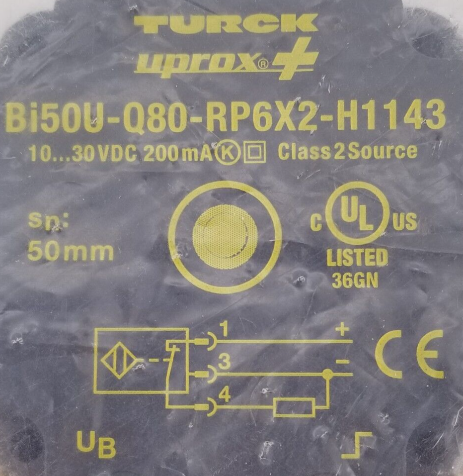 Turck Uprox, Bi50U-Q80-RP6X2-H1143 Proximity Sensor, 10-30VDC, 200mA ...